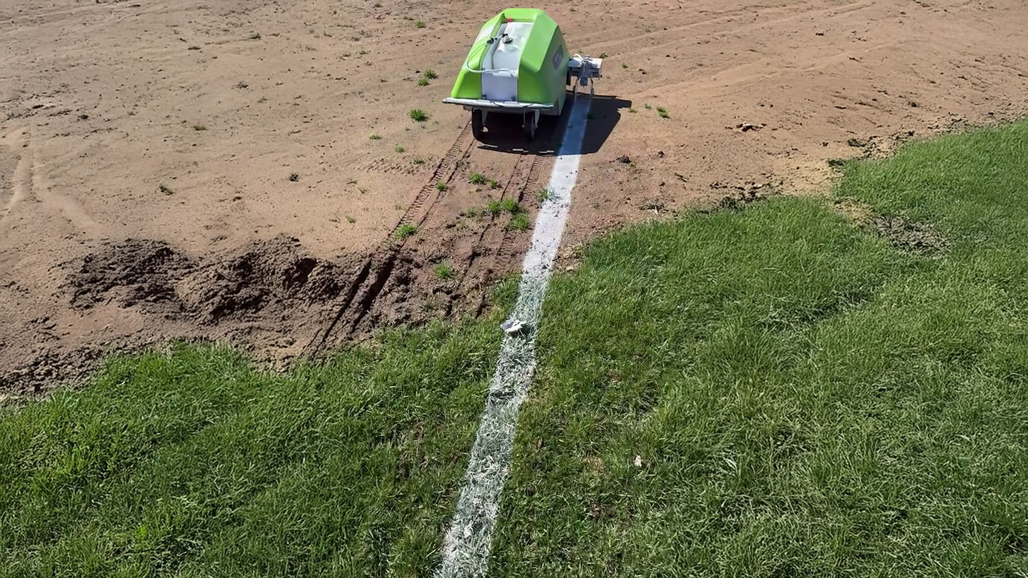 Marking Sports Fields on Rough Terrain with Turf Tank